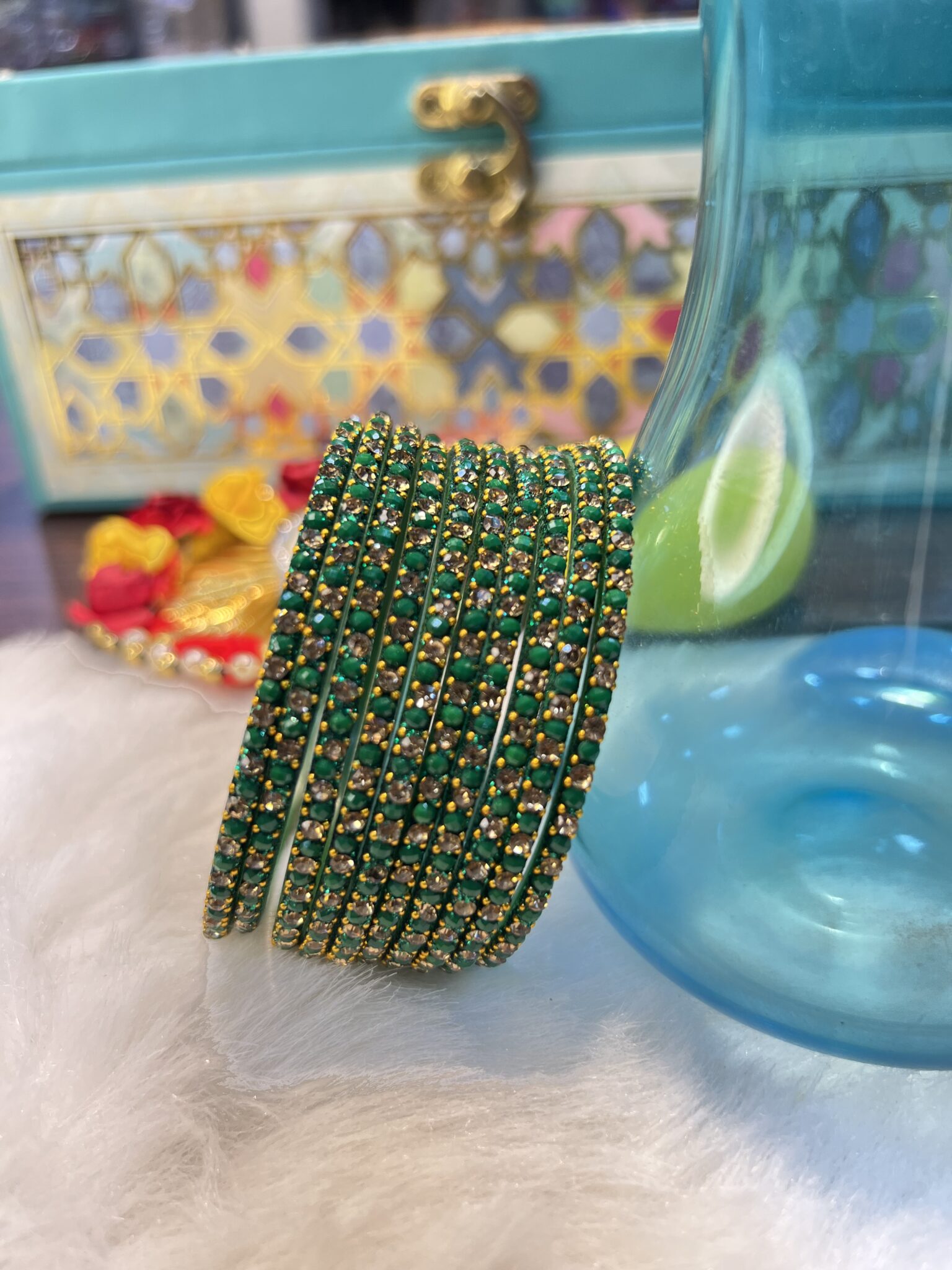 green color glass banges - Nikhar Jewellery