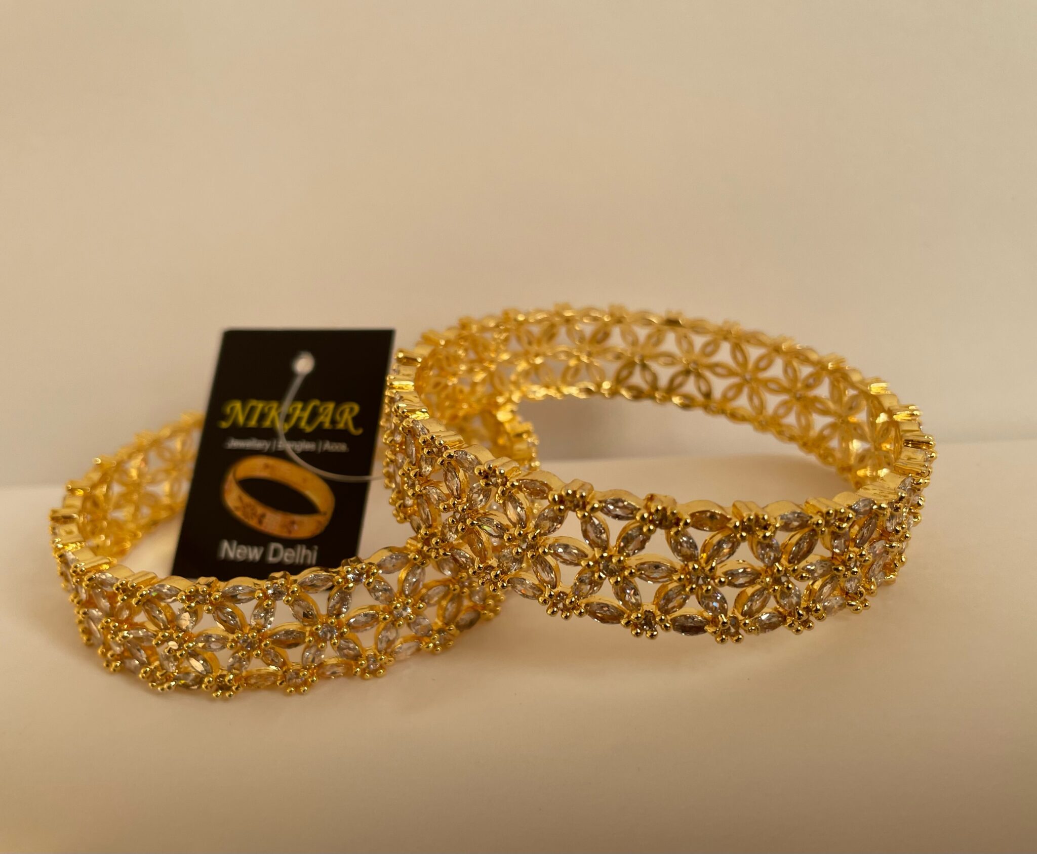 Gold Floral Bangles - Nikhar Jewellery
