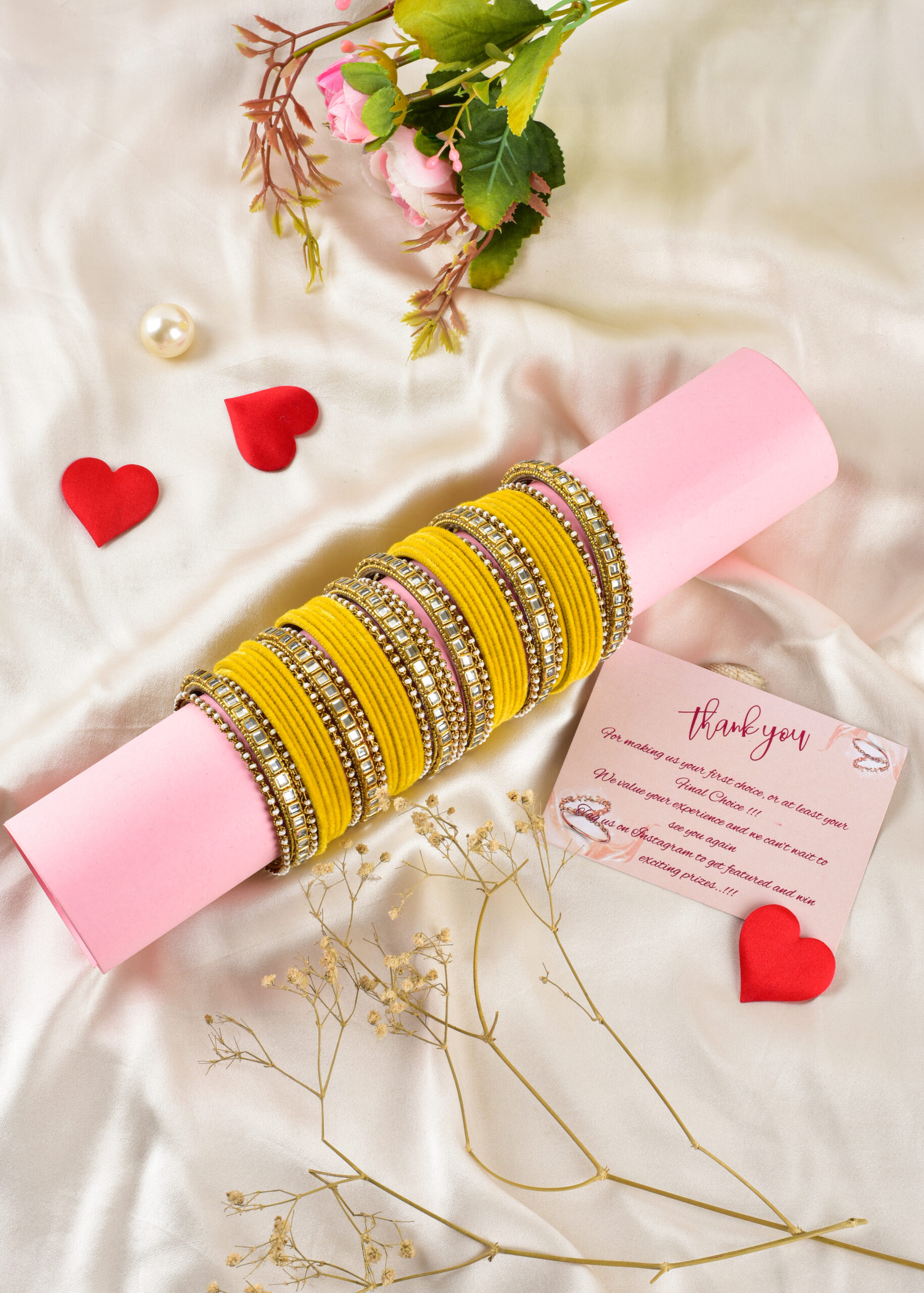 Yellow And Golden Matching Bangles Set - Nikhar Jewellery