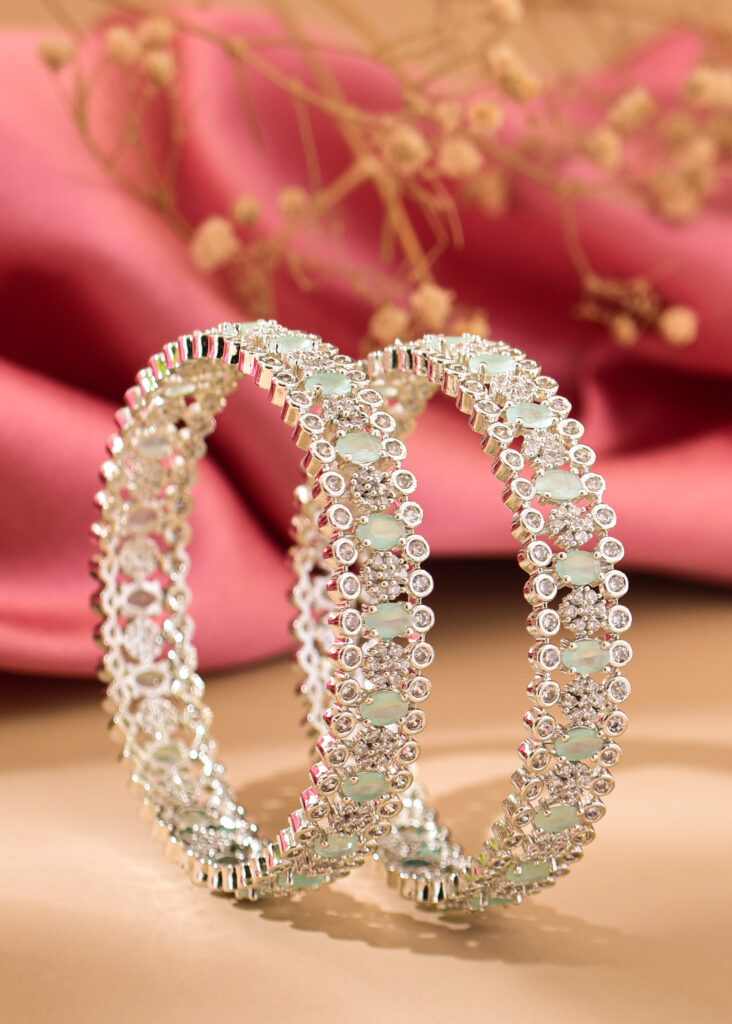 Dazzling Affinity Silver Bangles Set of 2 - Nikhar Jewellery