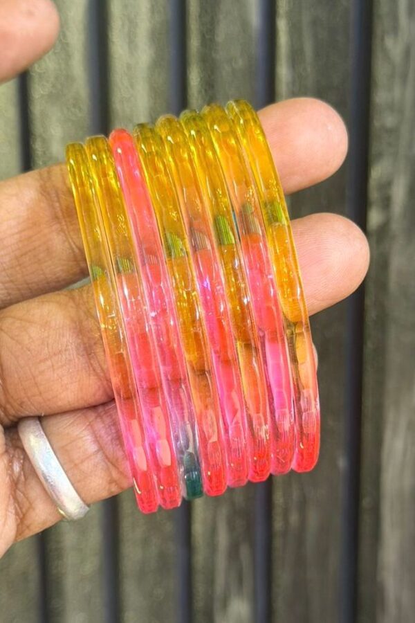 Aqua Jelly Glass Bangles Set of 8 - Nikhar Jewellery