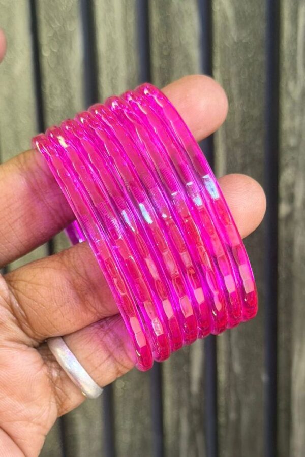 Aqua Jelly Glass Bangles Set of 8 - Nikhar Jewellery